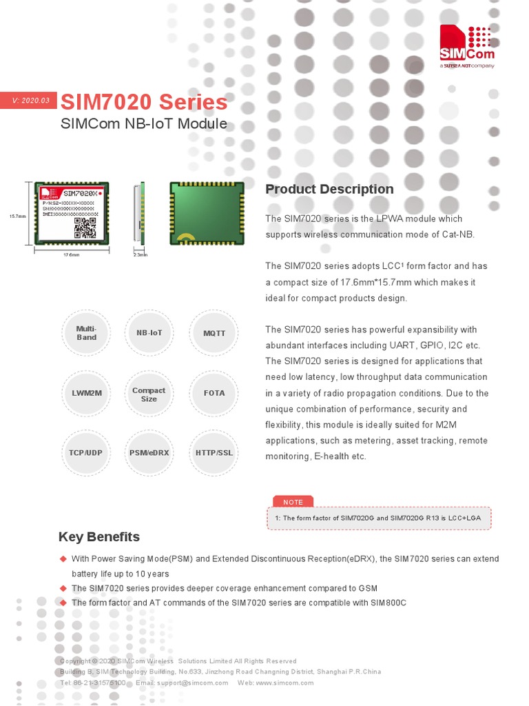 Sim7020 Series: Simcom Nb-Iot Module | PDF | Hypertext Transfer Protocol | Transport Layer Security