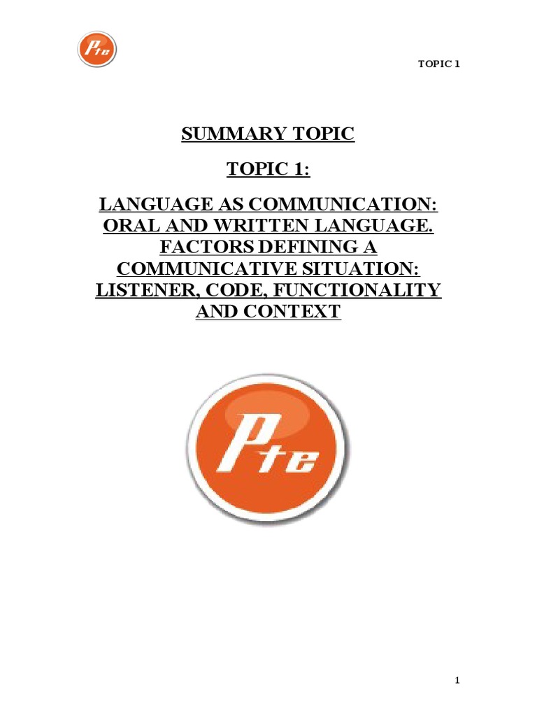 Topic Summary - Topic 1 | PDF | Communication | Information