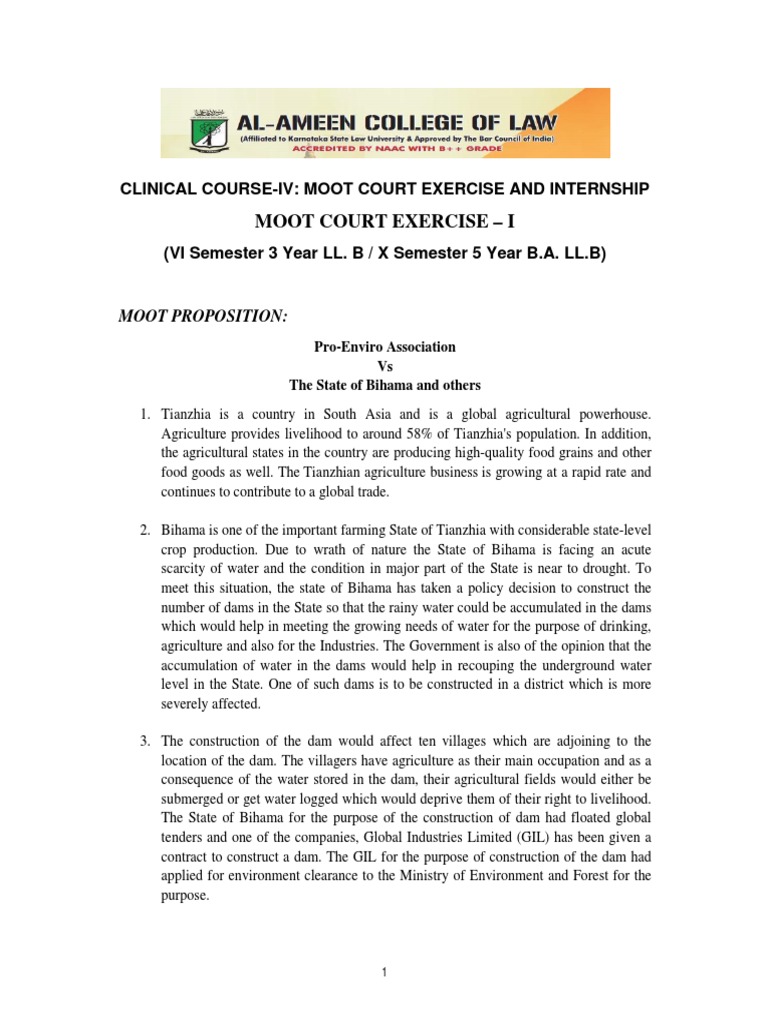 Clinical Course-Iv: Moot Court Exercise and Internship | Download Free ...