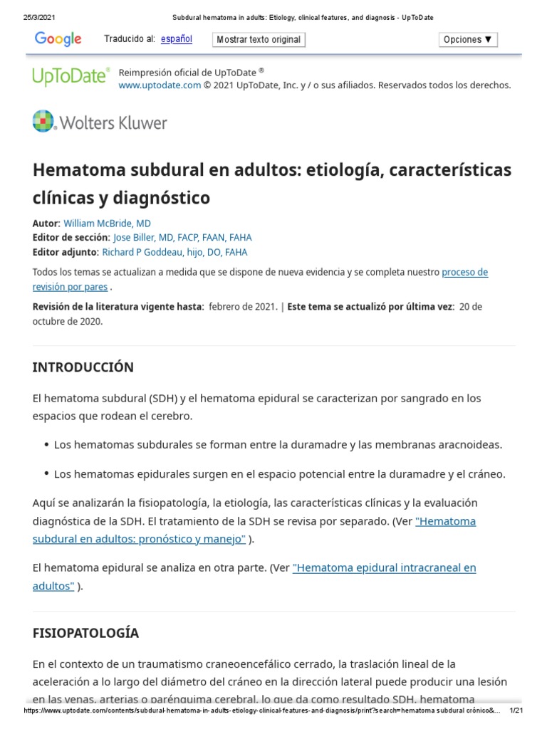 Subdural Hematoma in Adults - Etiology, Clinical Features, and ...