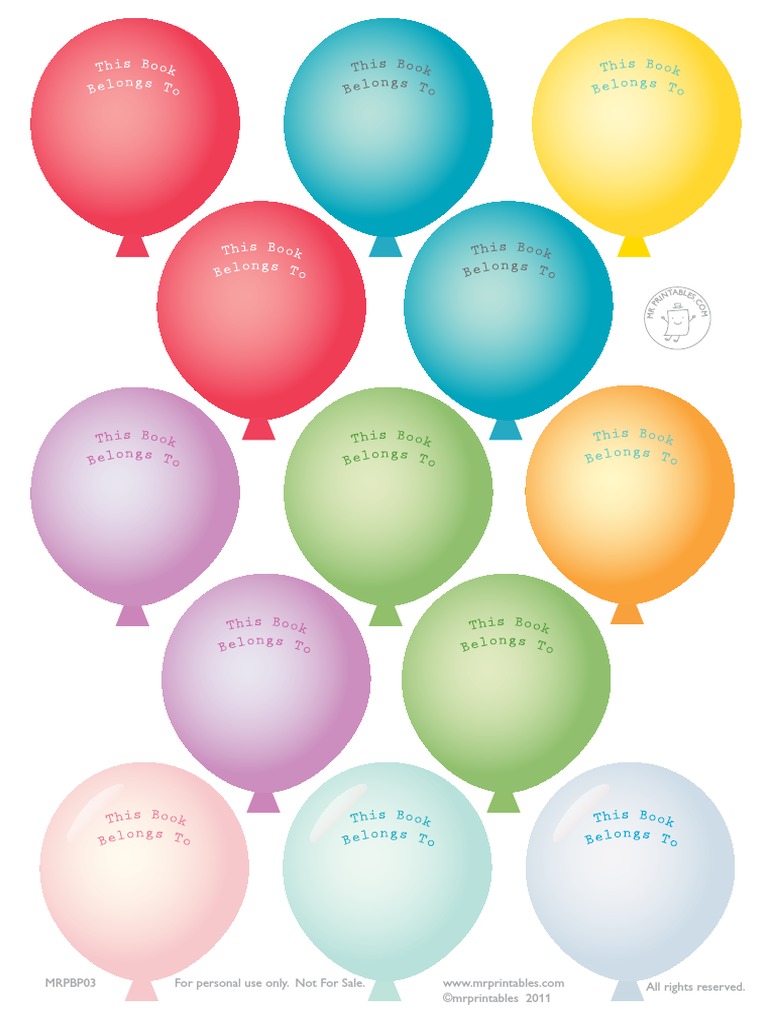 Mrprintables Balloon Bookplates A4 | PDF