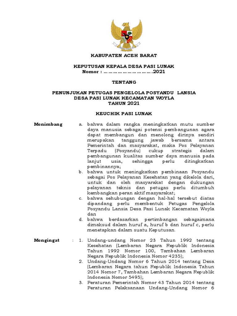 SK Kader Posyandu Lansia | PDF