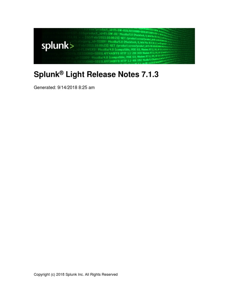 SplunkLight-7 1 3-ReleaseNotes | PDF | User (Computing) | Computer File