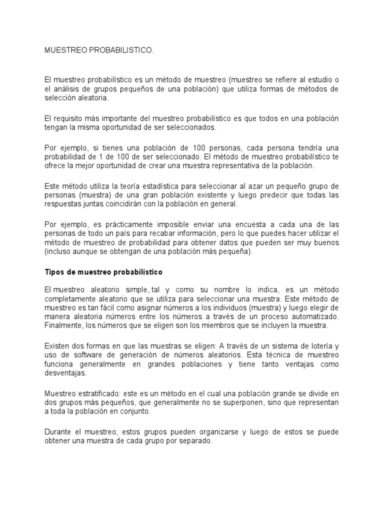 Metodo Probabilistico | PDF | Muestreo (Estadísticas) | Probabilidad