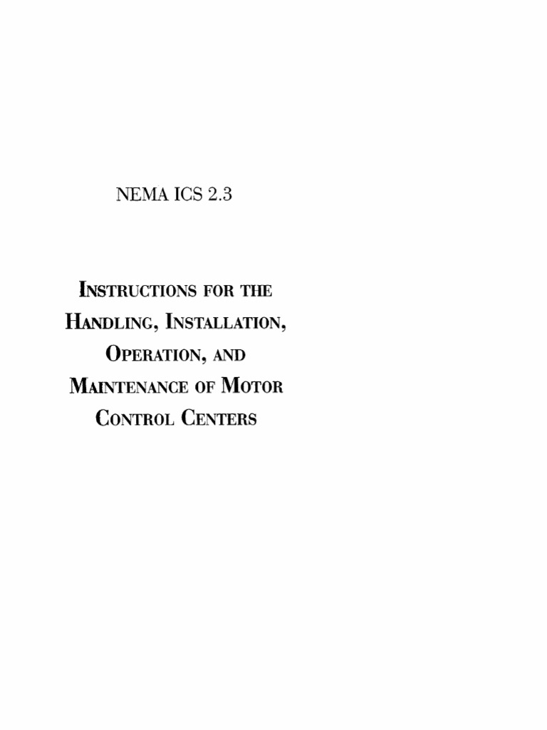 NEMA - Ics 2 3 1997 Instructions For The Handling Installation ...