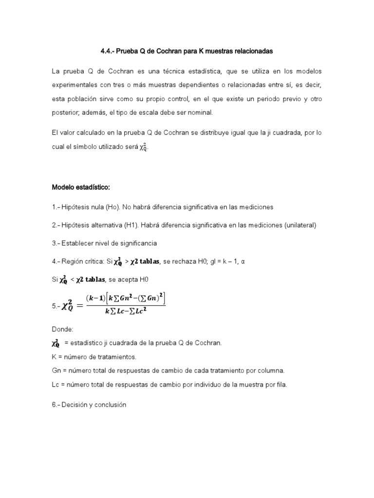 4.4. - Prueba Q de Cochran para K Muestras Relacionadas 22-3 | PDF ...