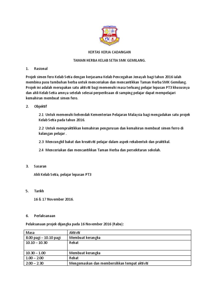 Kertas Kerja Simen Ferro Dan Laporan Aktiviti | PDF