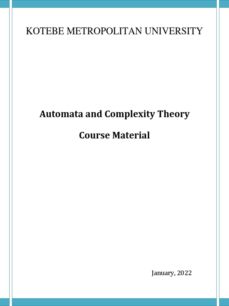 Automata and Complexity Theory Reading Material | Download Free PDF | Set (Mathematics ...
