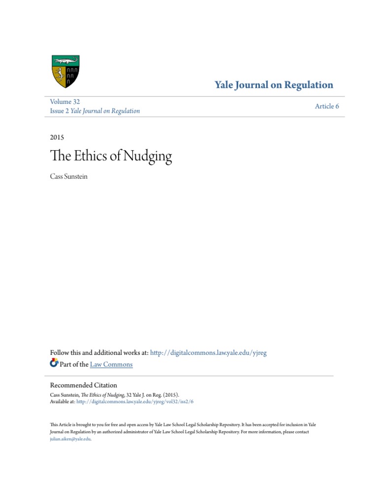 The Ethics of Nudging: Promoting Welfare, Autonomy and Dignity | PDF