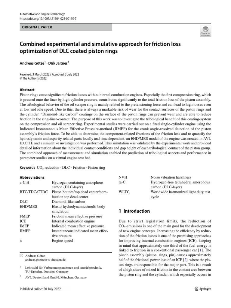 Combined Experimental and Simulative Approach For Friction Loss ... Combined Experimental and Simulative Approach For Friction Loss ...