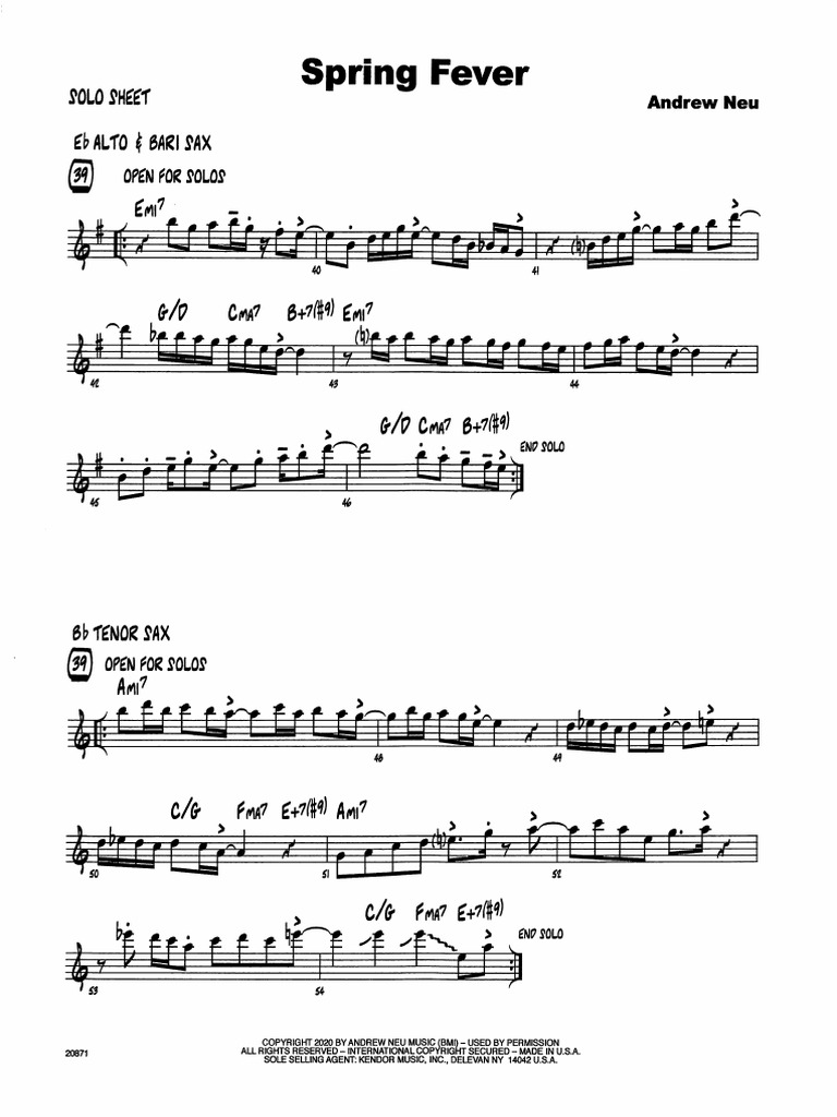 Saxophone Section Workout Andrew Neu Solo Sheet | PDF