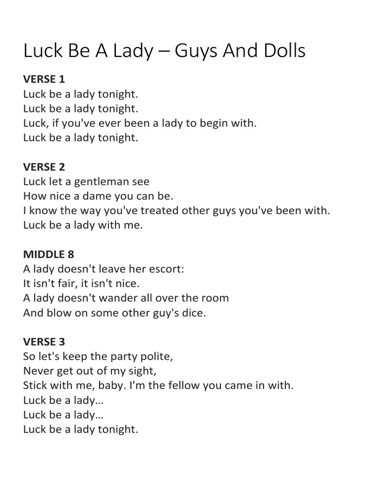 Luck Be A Lady | PDF
