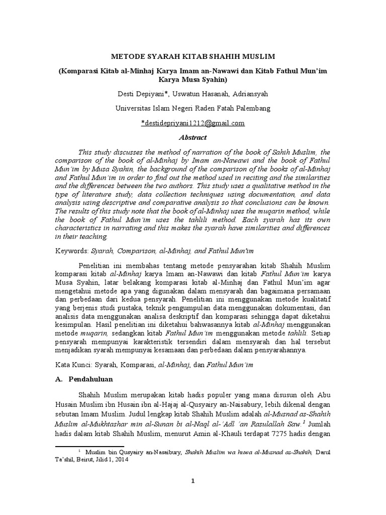 Metode Syarah Kitab Shahih Muslim | PDF