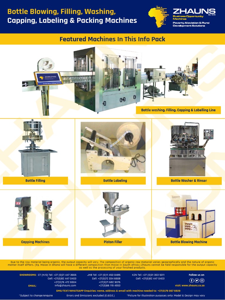 Capping, Labeling & Packing Machines: Bottle Blowing, Filling, Washing ...