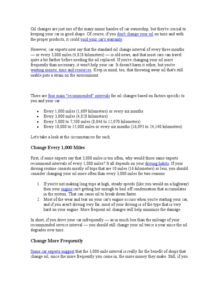 Info For Oil Changes | PDF | Motor Oil | Car