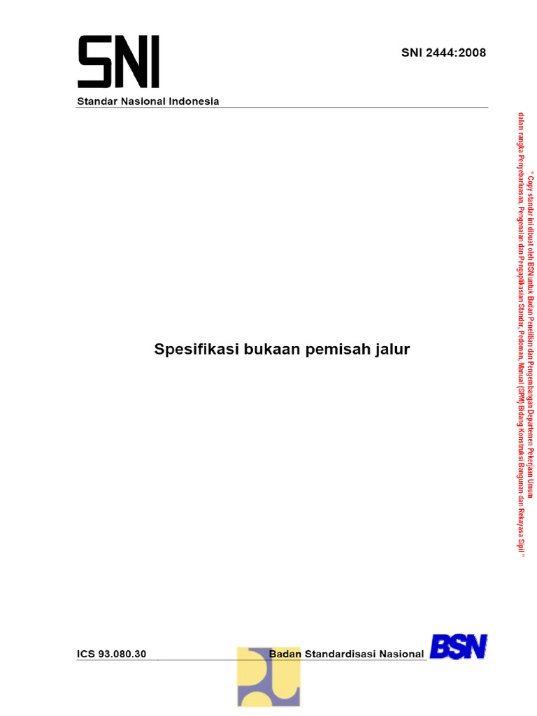 Spesifikasi Bukaan Pemisah Jalur | PDF