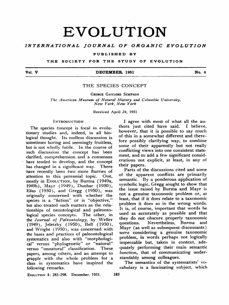 Simpson 1951 | PDF | Species | Taxonomy (Biology)