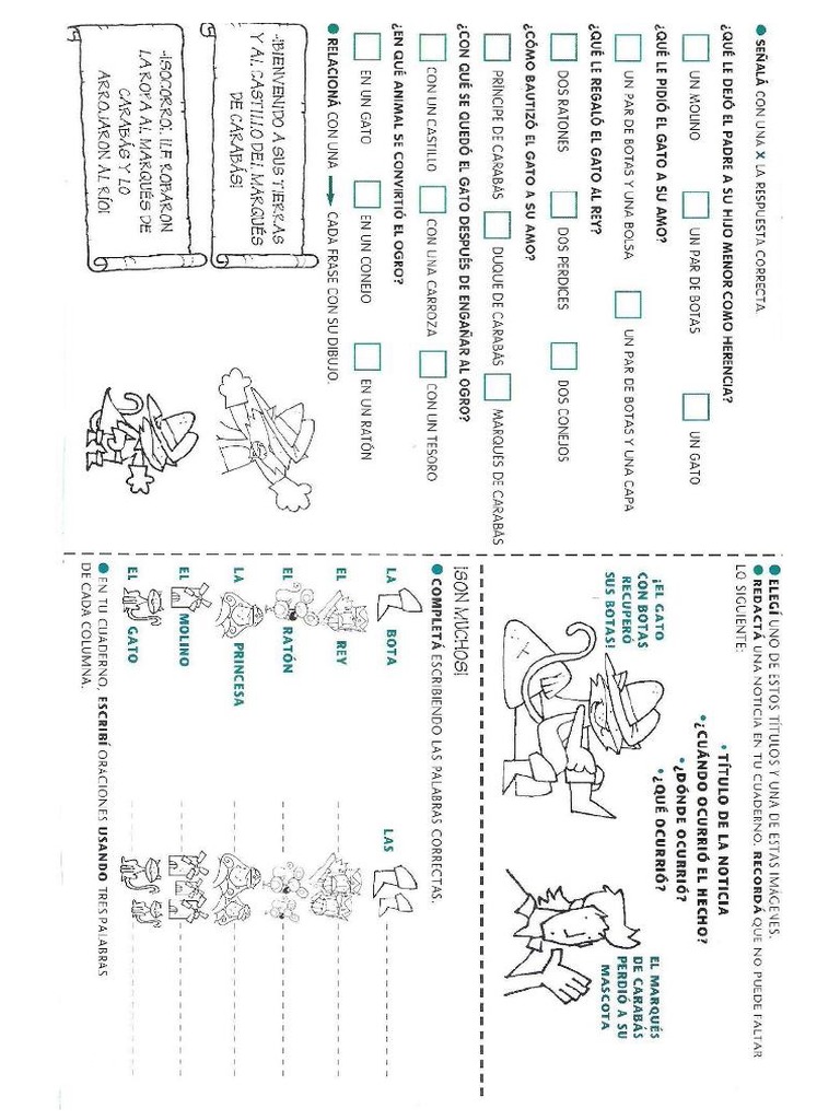 Actividades El Gato Con Botas | PDF