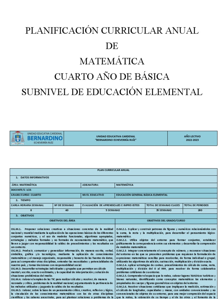 Pca Matematica Cuarto | PDF | Números | División (Matemáticas)