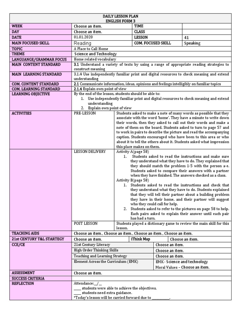 A Place to Call Home: Lesson Plan | PDF | Lesson Plan | Teaching Method