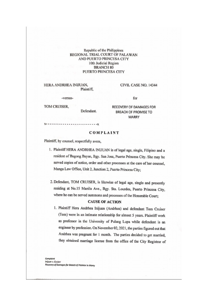 Complaint For Recovery of Damages | PDF