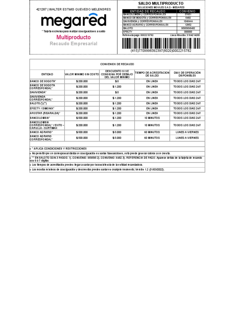 Megared Co | PDF | Bancario | Servicios financieros