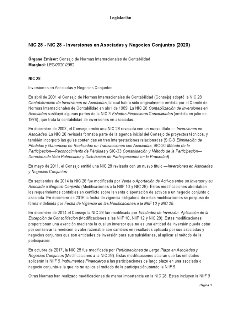 Ias 28 | PDF | normas internacionales de INFORMACION FINANCIERA | Economias