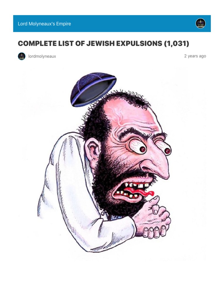 COMPLETE LIST OF JEWISH EXPULSIONS (1,031) - Lord Molyneaux's Empire ...