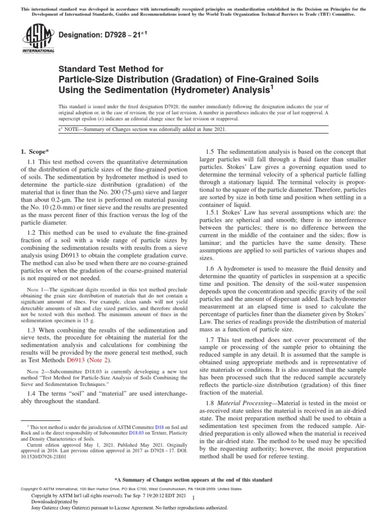 Particle-Size Distribution (Gradation) of Fine-Grained Soils Using The ...
