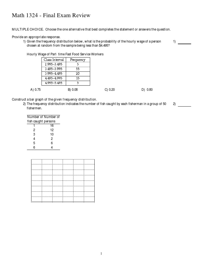 Math 1324 - Final Exam Review | PDF | Probability Distribution | Normal ...