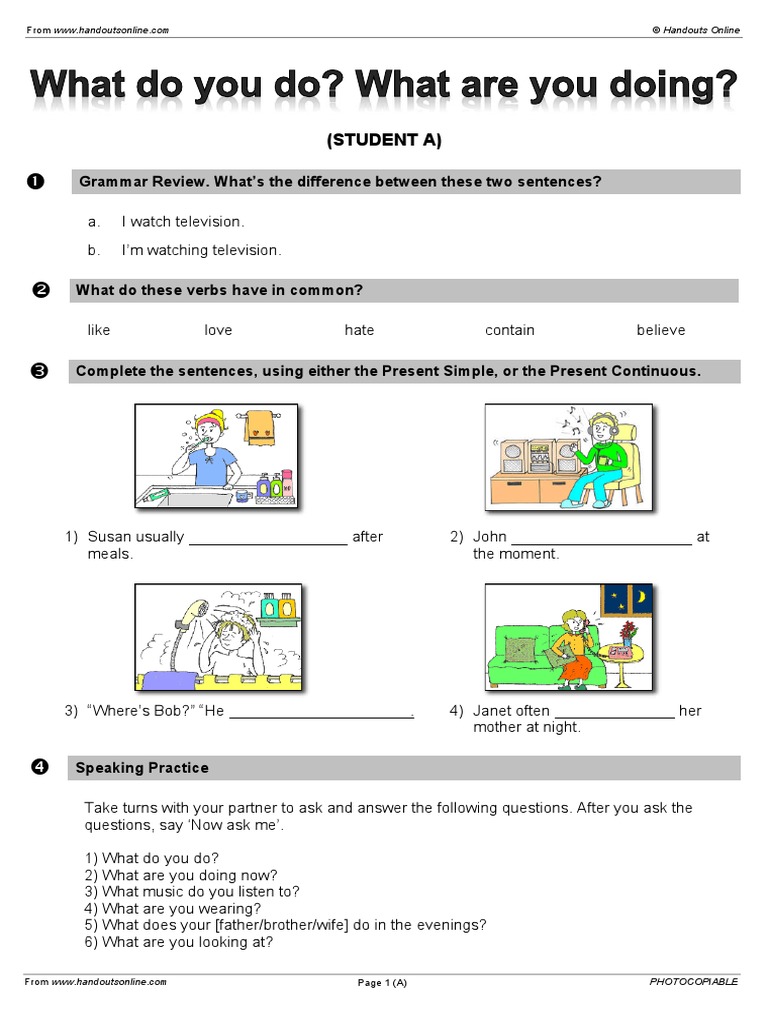 SBS BIK 2 Present - Simple - HANDOUT Continuous | Download Free PDF ...