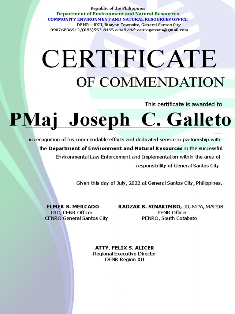 Cert of Commendation | PDF