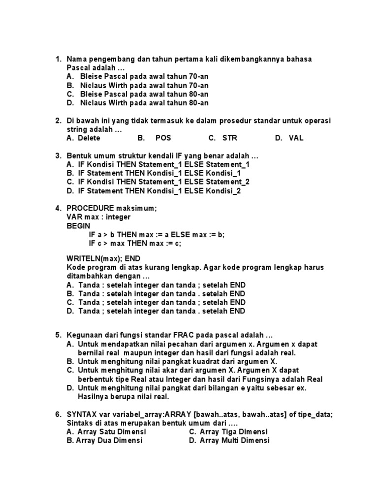 Latihan Soal Ap 2a | PDF | Metode & Bahan Ajar | Komputer