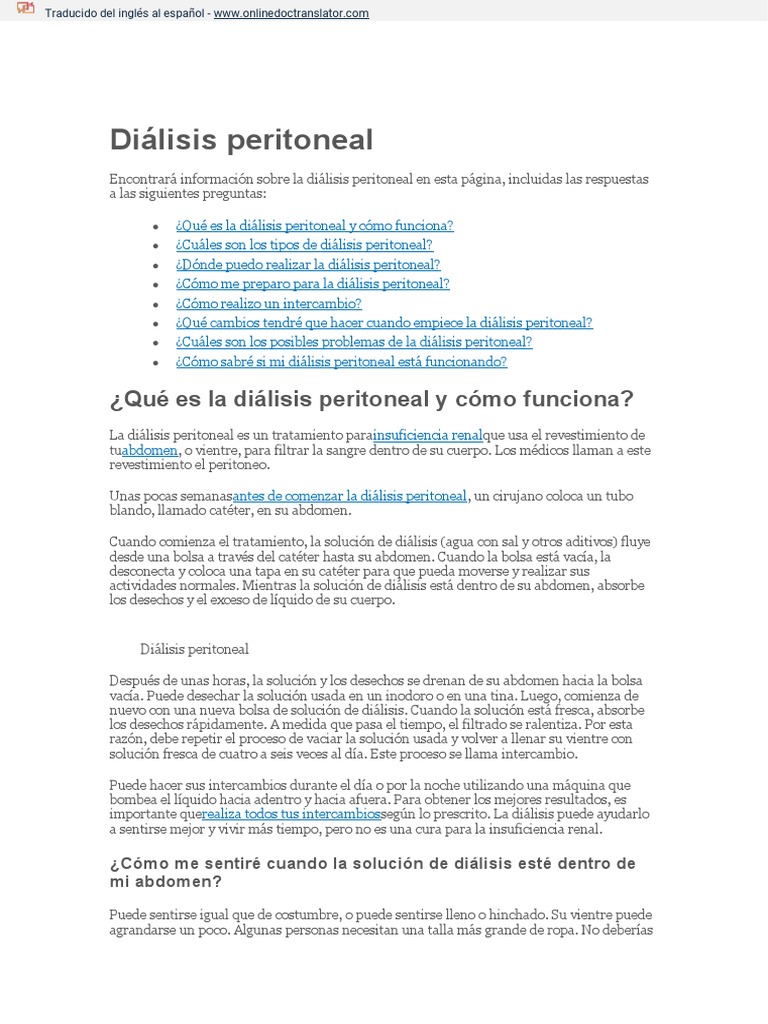 Guía De Diálisis Peritoneal Pdf Peritoneo Medicina