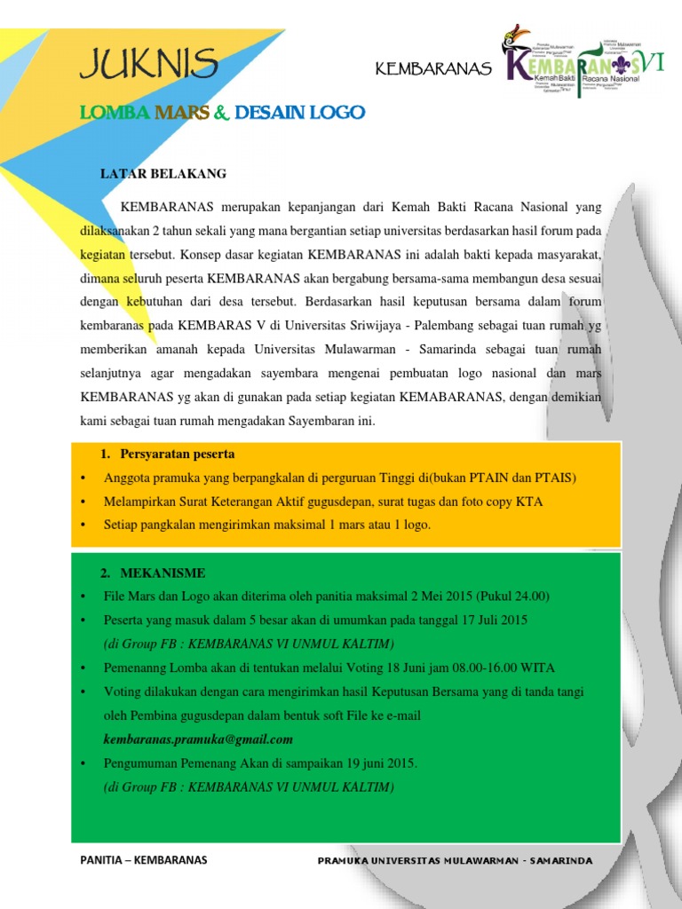Juknis Peserta Lomba Mars Dan Desan Logo Kembaranas | PDF