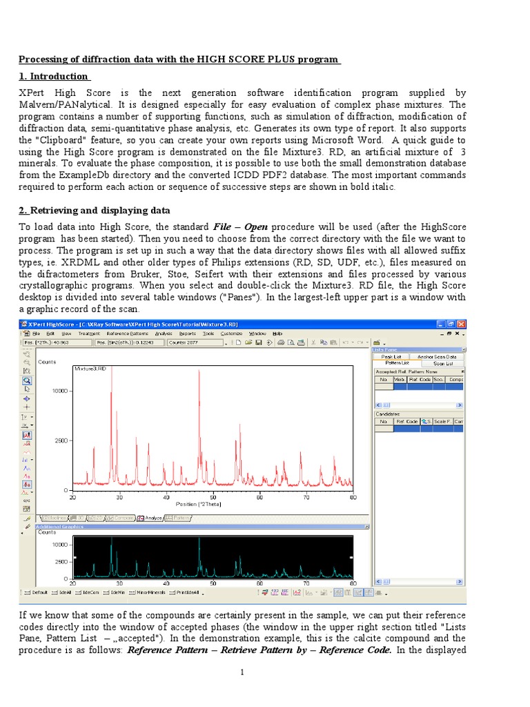 High Score Plus: Data Processing Guide | PDF | Diffraction | Button ...