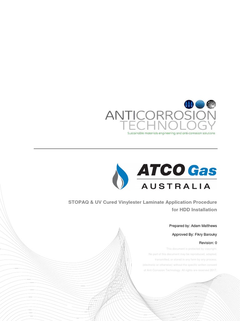ATCO Gas STOPAQ-Vinylester Procedure Rev0 | PDF | Lamination | Pipe ...
