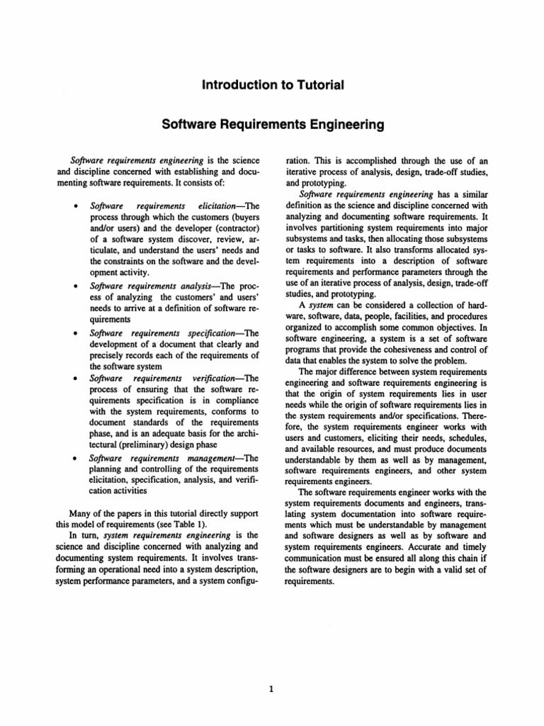 Introduction To Tutorial Software Requirements Engineering | PDF ...