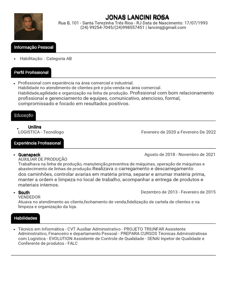 Currículo - Jonas Lancini | PDF