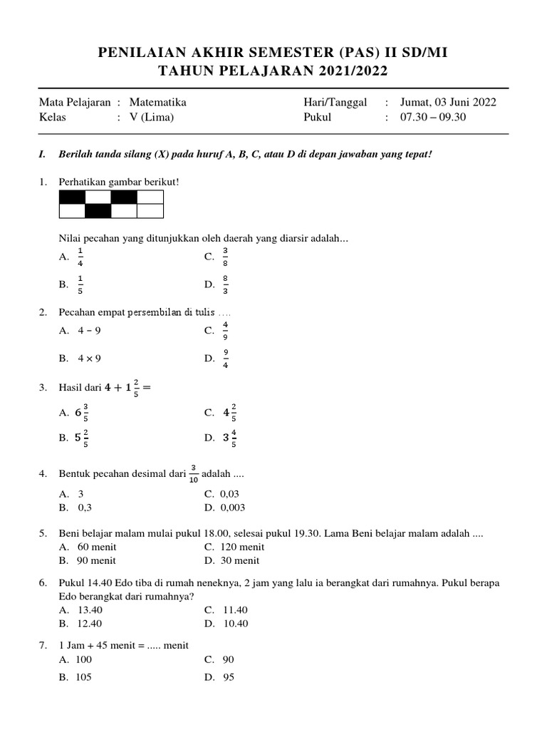 Soal Pas Sem Ii MTK | PDF
