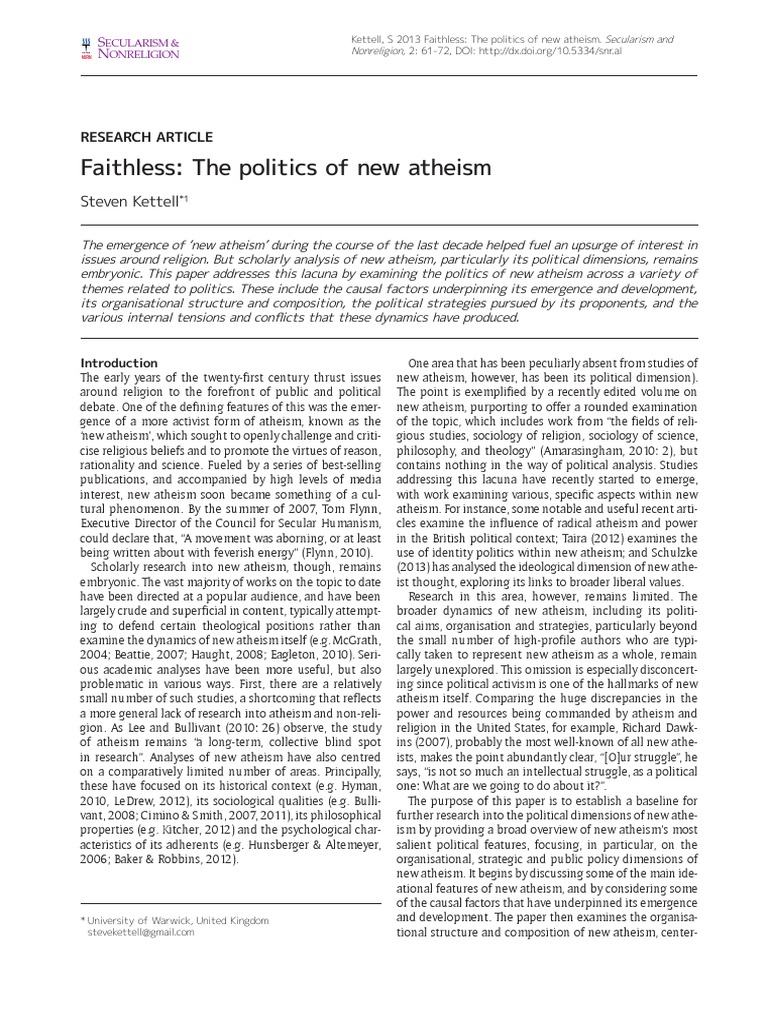 ASC211 - Week 11 Reading, New Atheism | PDF | Atheism | New Atheism