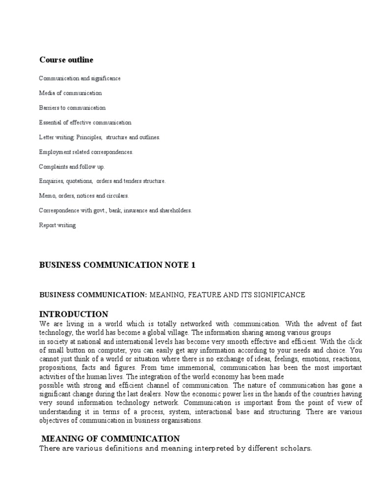 Bus Communication Note 1 | PDF | Communication | Motivation
