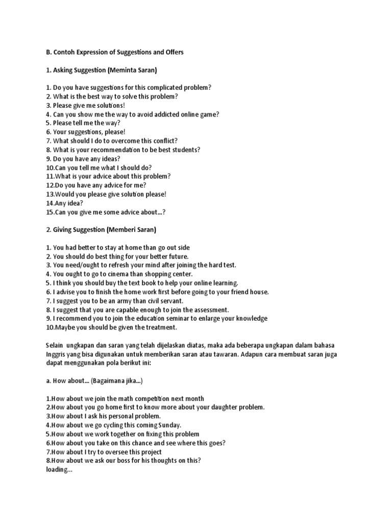 Making Suggestion and Offers | PDF