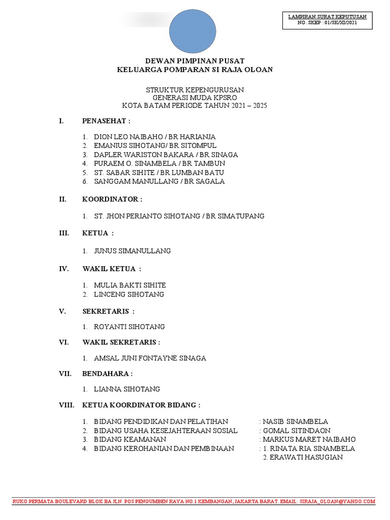 Dewan Pimpinan Pusat Sro | PDF