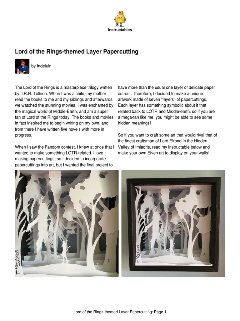 Lord of The Rings Themed Layer Papercutting | PDF | English Fantasy ...