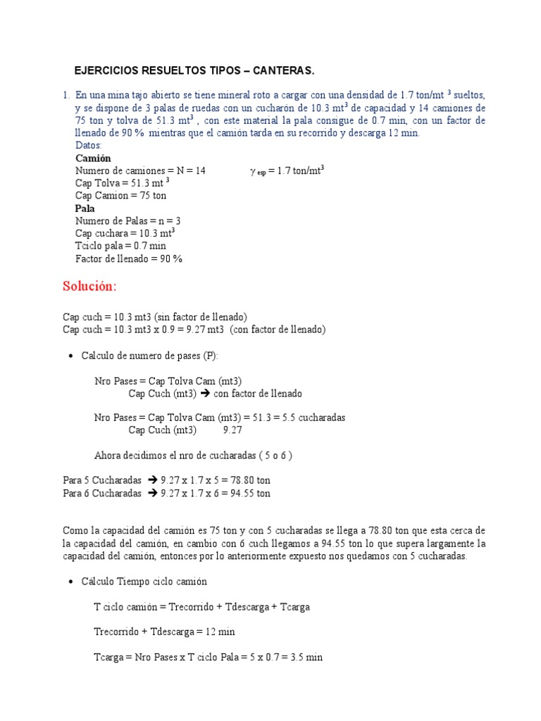 Ejercicios de Canteras - 6 | PDF | Minería | Recurso