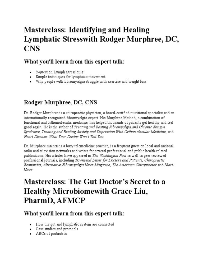 Lymphatic Rescue Summit 2022 Day 3 | PDF | Fibromyalgia | Chiropractic