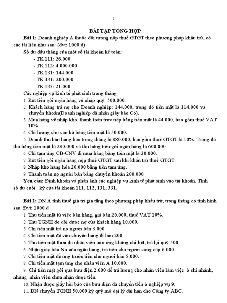 1.bai Tap Tong Hop | PDF