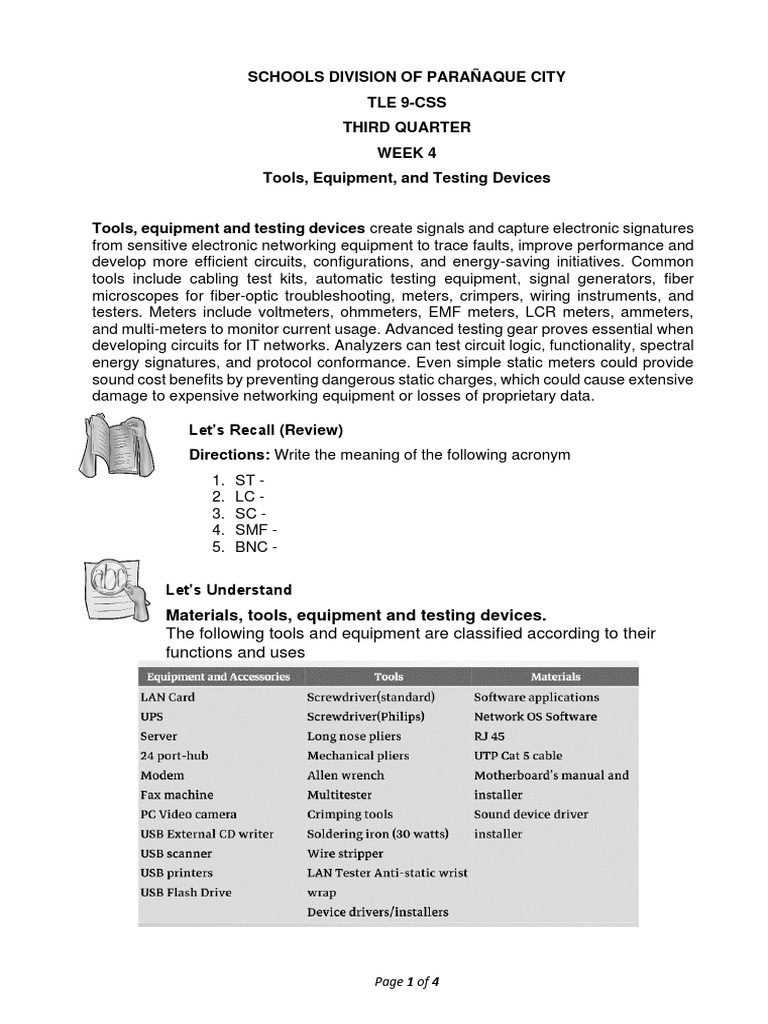 TLE Grade9CSS Module3 Quarter3 Week4 | PDF | Computer Network | Computer Hardware