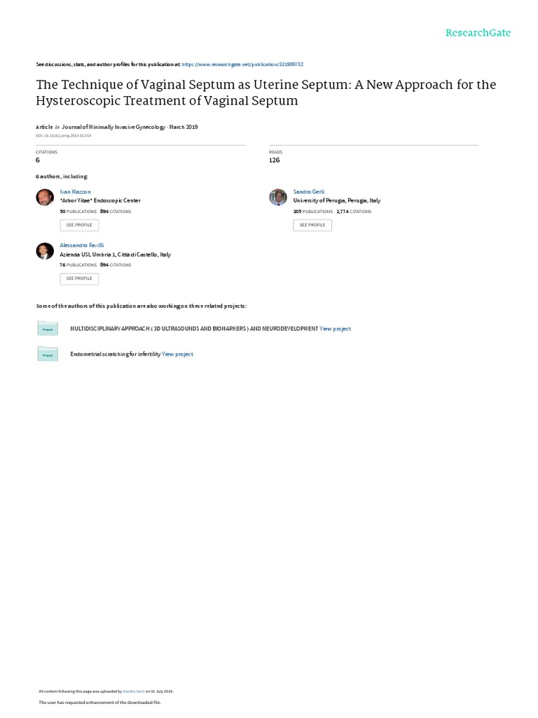 Septum Uterino Transverso Por Histeros | PDF | Vagina | Surgery